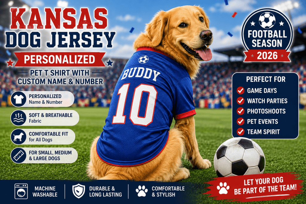 Kansas Dog Clothes Jersey Style Personalized Pet T Shirt | Custom Name ...